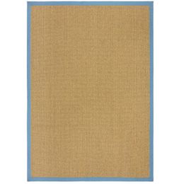 Teppich FLAIR RUGS, B:160cm H:6mm L:230cm, blau, Kunstfaser, Wohnzimmer, Teppiche, "Sisal Look", Sisal Look Border Indoor Outdoor Bodenl&auml;ufer Teppich