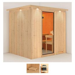 Karibu Sauna "Sodin", ohne Ofen, (ohne Ofen), beige, Saunen, ohne Ofen