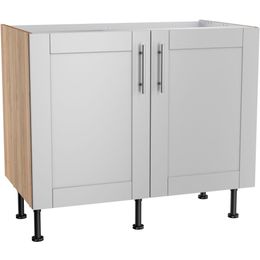 Sp&uuml;lenschrank KOCHSTATION, B:100cm H:87cm T:58,4cm, grau, K&uuml;che, Schr&auml;nke, "KS-Ahus", Breite 100 cm