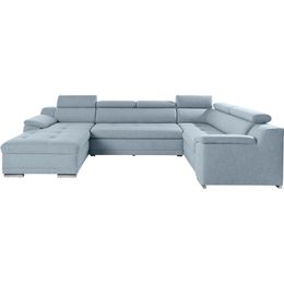 Sit & More Wohnlandschaft SIT & MORE, B:336cm H:93cm T:193cm, grau, Kunstleder SOFTLUX;Struktur ( 100% Polyester), Sofas, "Top Andiamo U-Form", mit