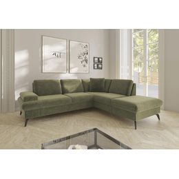 Sit & More Ecksofa SIT & MORE, B:238cm H:83cm T:202cm, grün, 100% Polyester, Wohnzimmer, Sofas, "Morris Jubi L-Form, B: 238 cm", mit Armteilfunktion & 1