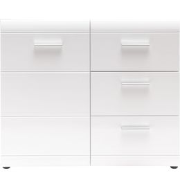Kommode Germania, B:96cm H:86cm T:39cm, wei&szlig;, Holzwerkstoff, MDF, Wohnzimmer, Sideboards, "GW-Adana Kommode", Fronten mit Rillenfr&auml;sung