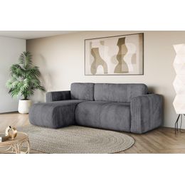 Ecksofa OTTO HOME, B:250cm H:86cm T:166cm, grau, 100% Polyester, Wohnzimmer, Sofas, "Zacharia wahlweise Schlafsofa mit Bettkasten, B/T/H 250/166/86