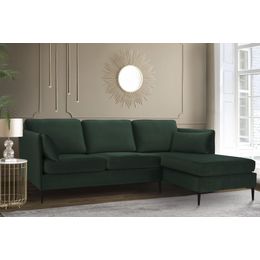 Ecksofa Home Affaire, B:235cm H:83cm T:163cm, grün, 100% Polyester, Wohnzimmer, Sofas, "Light L-Form", inklusive loser Zierkissen, mit schmalen