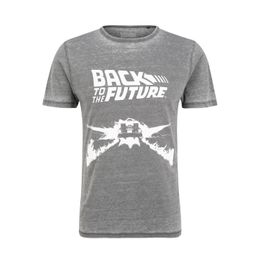Recovered Damen T-Shirt "Back to the Future Delorean", grau, Gr. M, bedruckt, 55% Baumwolle, 45% Polyester, Shirts, im zeitlosen Design