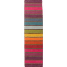 Läufer FLAIR RUGS, B:60cm H:10mm L:230cm, bunt, Wolle, Flur, Teppiche, "Candy", aus 100% Wolle, Design mit Streifen, mehrfarbig gemustert,Läufer