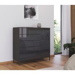Kombikommode Rauch, B:120cm H:111cm T:42cm, grau, Holzwerkstoff, Schlafzimmer, Sideboards, "Kommode T&uuml;rkommode Sideboard Kombikommode FLIPP mit