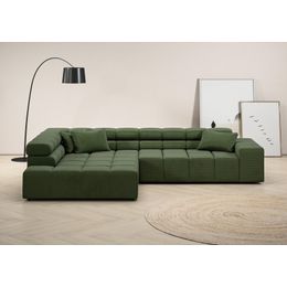 Ecksofa Inosign, B:319cm H:70cm T:215cm, grün, Struktur (85% Polyester, 15% Viskose);Luxus-Microfaser weich (98% Polyester, 2% Nylon);Velours (100%