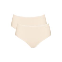 Sloggi Damen Slip "Slip GO High Waist C2P 2er Pack", Gr. XS, beige, Obermaterial: 96% Baumwolle CO. 4% Elasthan EL., Unterhosen