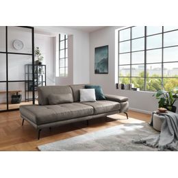 Recamiere DIE PLANBAR, B:230cm H:82cm T:115cm, grau, 100% Polyester, Sofas, "MP-IN20126 optional mit Drehsitzfunktion", Inkl. Kopfteilverstellung,