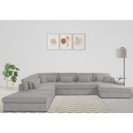 Wohnlandschaft OTTO HOME, B:460cm H:75cm, grau, Baumwollmix (60% Baumwolle/40% Leinen);Struktur fein (100% Polyester);Samtoptik (100%