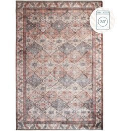 Teppich FLAIR RUGS, B:115cm H:4mm L:170cm, rot, Polyester, Wohnzimmer, Teppiche, "Dion", Traditioneller Teppich, waschbar, Wohnzimmer, Schlafzimmer