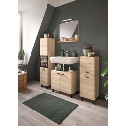 Badm&ouml;bel-Set Welltime, B:137cm H:186cm T:33cm, braun, Spanplatte, Kastenm&ouml;bel-Sets, "Tampa, Breite 137cm, 4-teilig", Waschbeckenunterschrank,