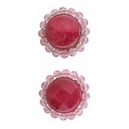 Damen Paar Ohrclips "Sparkle Square", rosa, Collezione Alessandro, Glas, Ohrringe