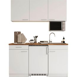 Pantryk&uuml;che respekta, B:150cm H:200cm T:60cm, wei&szlig;, Komplettk&uuml;chen-Sets, "Luis, mit Duo Kochfeld, wahlweise mit Mikrowelle, Korpus Wei&szlig;", Breite 150