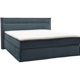 Boxspringbett Musterring, B:200cm L:215cm, blau, Komplettbetten, "JustB SC100", schwebende Optik, inklusive Topper, verschiedene Farben, 180 x 200 cm