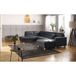 Wohnlandschaft Home Affaire, B:313cm H:85cm, grau, Sofas, "Navan, komfortabel mit viel Platz, U-Form", wahlweise mit Bettfunktion und Kopfstütze