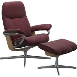 stressless "Consul" Set, Relaxsessel mit Hocker, mit Hocker, mit Cross Base, Gr&ouml;&szlig;e S, M & L, Holzakzent Eiche