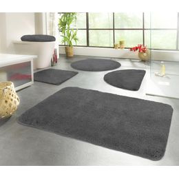 Badematte Kinzler, H:20mm, grau, Polyester, Badematten, "Chaozhou", Badteppich, Uni Farben, weich, als rechteckig, rund & Set erh&auml;ltlich