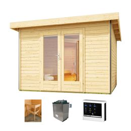 Konifera Saunahaus "Maiko 1 SET A", Saunaofen, externe Steuerung, 9 kW, beige, Garten, Saunen, Ofen 9 KW externe Strg easy