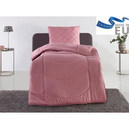 Steppbett + Kopfkissen my home, rosa, Bezug: 100% Polyester, Bettwaren-Sets, "Microlux, Bettdecke 135x200 cm, 155x220 cm", Set mit Kissen 40x80 cm,