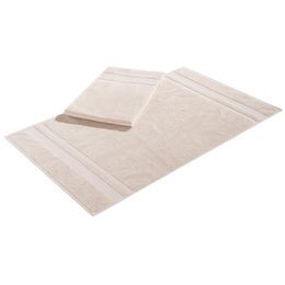 Badematte my home, H:4mm, beige, Baumwolle, Badematten, "Vanessa, 2 tlg. Hotelmatten-Set", 2-teiliges Set, einfarbig, Badematten Set, Bord&uuml;re, 100%