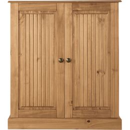 Garderobenschrank Home Affaire, B:88cm H:100cm T:34cm, beige, Massivholz, Flur, Schr&auml;nke, "Liotta", mit 2 verstellbare Einlegeb&ouml;den, aus massivem