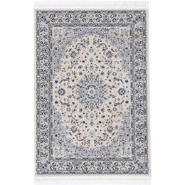 Teppich CarpetFine, B:140cm H:8mm L:200cm, beige, Polyester, Polypropylen, Wohnzimmer, Teppiche, "Nain Diane, auch als L&auml;ufer", Kurzflor mit Fransen,