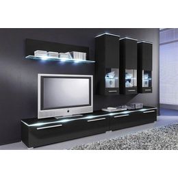 Wohnwand HÖLTKEMEYER, schwarz, Wohnzimmer, Kastenmöbel-Sets, "Line"