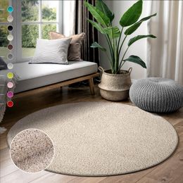 Hochflor-Teppich Sanat, H:30mm &Oslash;:200cm, beige, Kunstfaser, Teppiche, "LOCA", Wohnzimmer, Langflor, Shaggy, Schlafzimmer