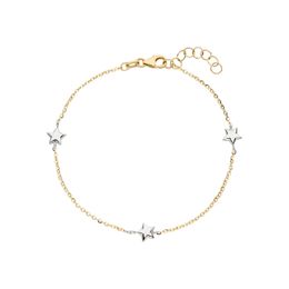 Jobo Damen Armband "Sterne", 18cm, Gelbgold 375 Wei&szlig;gold 375, gelb, Gelbgold 375, Wei&szlig;gold 375, Armb&auml;nder, 375 Gold bicolor 18 cm