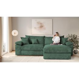 Ecksofa Home Affaire, B:303cm T:187cm, grün, 100% Polyester, Wohnzimmer, Sofas, "Soft&Cosy XXL L-Form, B: 303 cm", Mega-Sofa, Cord oder