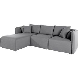 Ecksofa OTTO HOME, B:262cm H:74cm T:172cm, grau, Samtoptik (100% Polyester);Struktur (100% Polypropylene);Webstoff (100% Polyester);Struktur fein