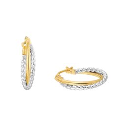 Amor Damen Paar Creolen "2013685", Gelbgold 375, gold, Gelbgold 375, Ohrringe