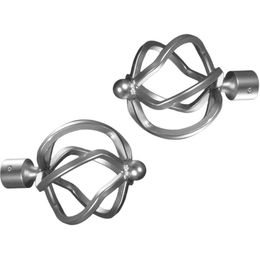 Gardinenstangen-Endst&uuml;ck Liedeco, H:7,5cm L:10,5cm &Oslash;:1,6cm, silber, Gardinenstangenendst&uuml;cke, "Helena", f&uuml;r Gardinenstangen &Oslash; 16 mm