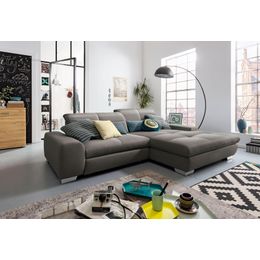 Ecksofa, B:276cm H:89cm T:198cm, grau, SET ONE BY Musterring, 100% Polyester, Wohnzimmer, Sofas, "SO 1200 inkl. Sitztiefen- & R&uuml;ckenverstellung f&uuml;r