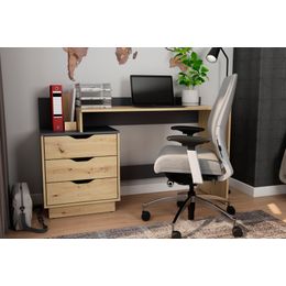 Schreibtisch ByLiving, B:138cm H:83,5cm T:51,6cm, braun, Jugendzimmer, Tische, "Bern, moderner Computertisch", mit viel Stauraum, Breite 138cm,