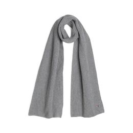 Tommy Hilfiger Damen Strickschal "TH FLAG PIMA COTTON CASH SCARF", grau, Strick, Baumwollmischung, Modet&uuml;cher, mit Logostickerei, mit Kaschmiranteil