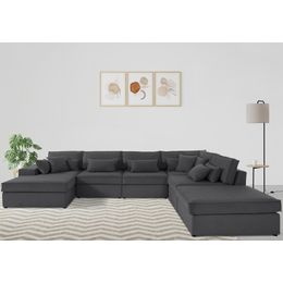 Wohnlandschaft OTTO HOME, B:360cm H:75cm T:260cm, schwarz, Baumwollmix (60% Baumwolle/40% Leinen);Struktur fein (100% Polyester);Samtoptik (100%