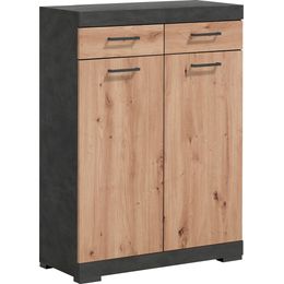 Garderobenschrank FMD, B:80cm H:109,1cm T:34,9cm, braun, Spanplatte, Flur, Schr&auml;nke