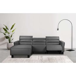 Ecksofa Home Affaire, B:263cm H:97cm T:179cm, grau, Wohnzimmer, Sofas, "Carpari, L-Form, 263 cm, manuelle o. elektrische Relaxfunktion", USB A/C und