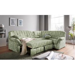 Ecksofa DOMO collection, B:256cm H:91cm T:200cm, gr&uuml;n, Luxus-Microfaser (100% Polyester), mit Muster;Struktur (100% Polyester), Wohnzimmer, Sofas,
