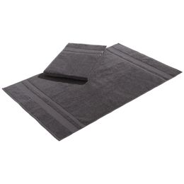 Badematte my home, H:4mm, grau, Baumwolle, Badematten, "Vanessa, 2 tlg. Hotelmatten-Set", 2-teiliges Set, einfarbig, Badematten Set, Bord&uuml;re, 100%