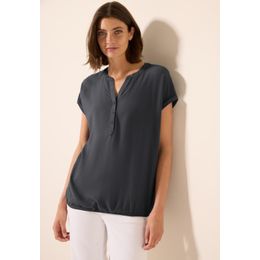 Cecil Damen Kurzarmbluse, grau, Gr. XL, unifarben, Web, Obermaterial: 100% Viskose, Blusen, mit geschlitztem Ausschnitt und Knopfleiste