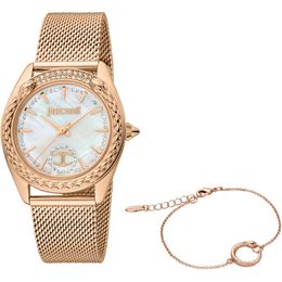 Damen Quarzuhr "JC PRESTIGIO 2", rosa, JUST cavalli time, Armbanduhren, Armbanduhr, Damenuhr, Kristallsteine, Edelstahlarmband, Geschenkidee