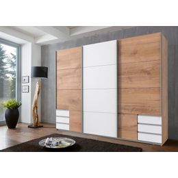 Schwebet&uuml;renschrank wimex, B:270cm H:210cm T:64cm, wei&szlig;, Spanplatte, Schr&auml;nke, "Emden", Mit Au&szlig;enschubk&auml;sten