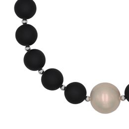 Firetti Damen Statementkette "Schmuck Geschenk Big mother of pearl", Kunststoff Metall, L: 58metallfarben, schwarz, perlmuttfarben, Kunststoff,