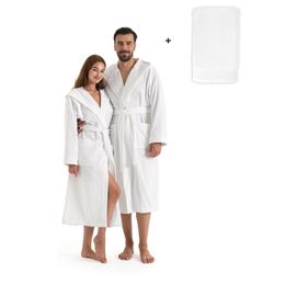Unisex-Bademantel OTTO HOME, L:120cm, weiß, Veloursfrottier, Hausmäntel, "Fenya, 330 g/m², ideal für Sauna & Spa, Hotelbademantel, Morgenmantel",