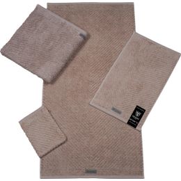Waschhandschuh Ross, B:16cm L:21cm, braun, Frottier, Handt&uuml;cher, "Smart", Uni-Rippe mit Velourslabel