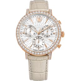 Swarovski Damen Chronograph "MATRIX CHRONO", beige, Armbanduhren, Quarzuhr, Armbanduhr, Damenuhr, Swiss Made, Lederarmband, analog